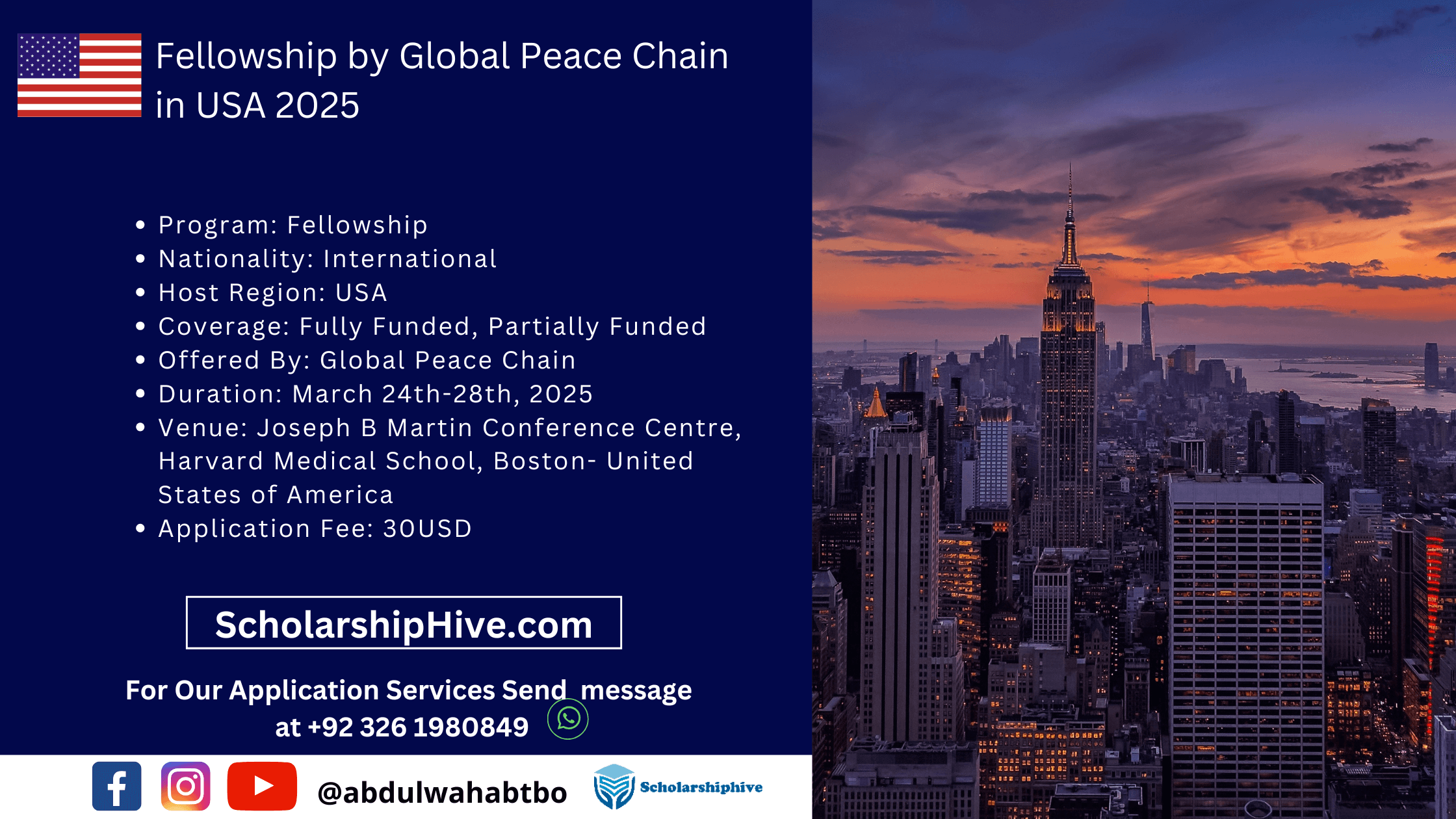 Fellowship by Global Peace Chain in USA 2025 - Scholarshiphive