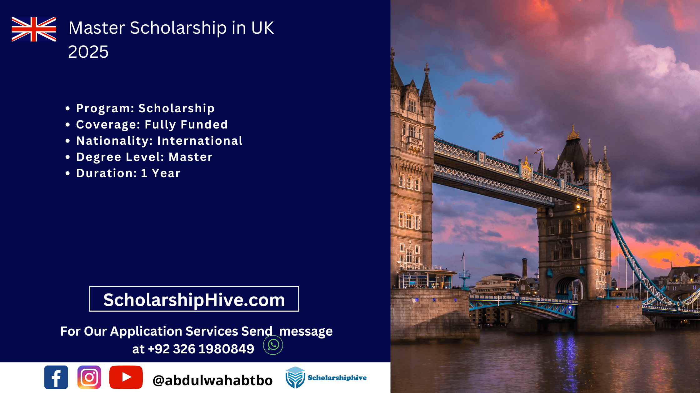 Master Scholarship in UK 2025 - Scholarshiphive