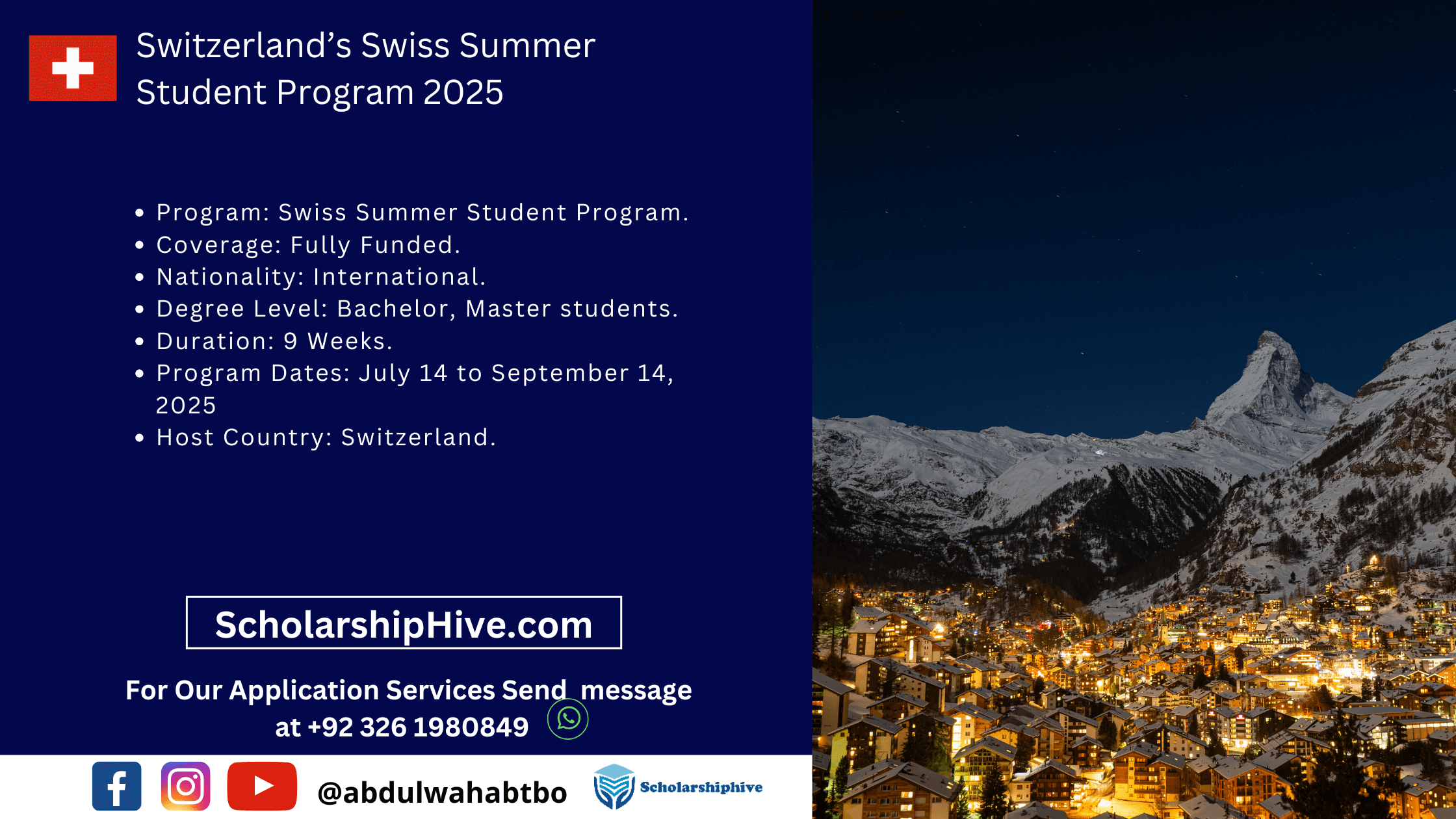 Switzerland’s Swiss Summer Student Program 2025 - Scholarshiphive